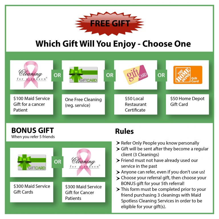 Our House Cleaning Referral Program | Maid Spotless Cleaning Services
